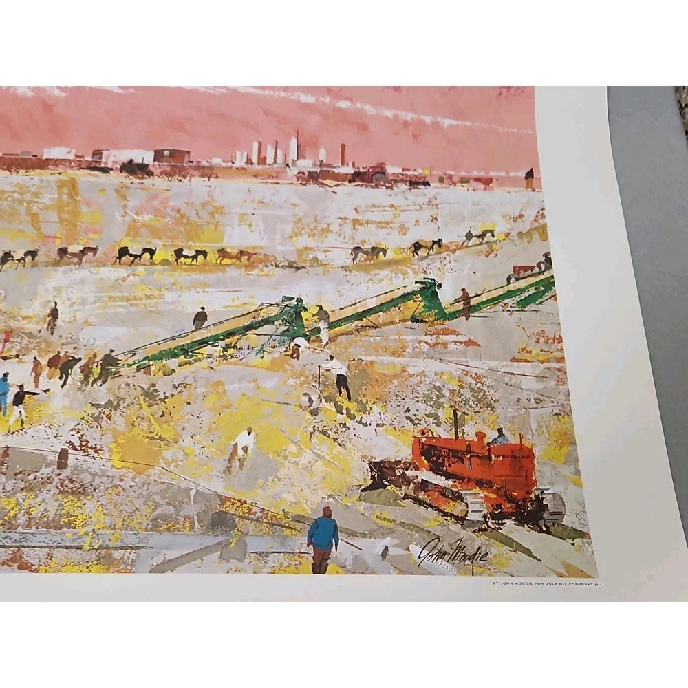 Art | John Moodie Lithograph Painting Building A Reservoir Huelva Spain ...